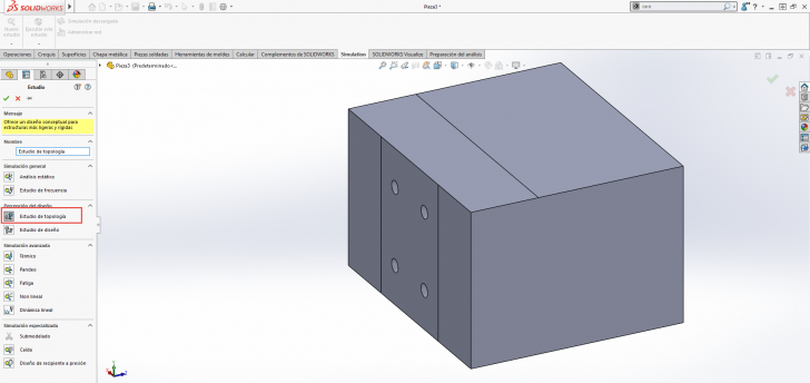 Optimización de geometría mediante SOLIDWORKS Topology