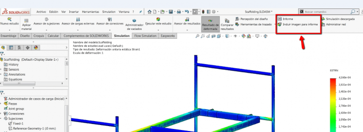 ¿Cómo generar un informe en SOLIDWORKS Simulation?