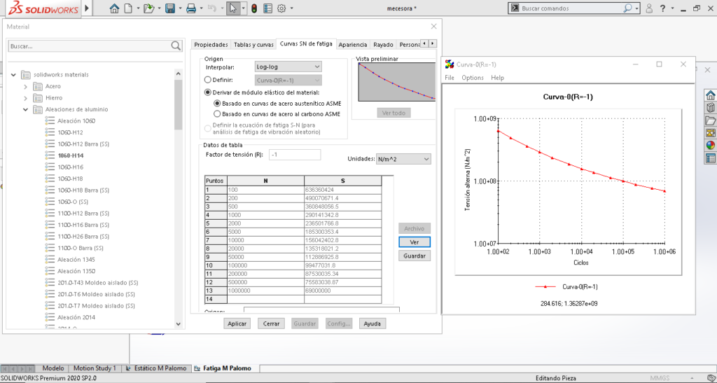 SOLIDWORKS Simulation "Fatiga Mecánica"