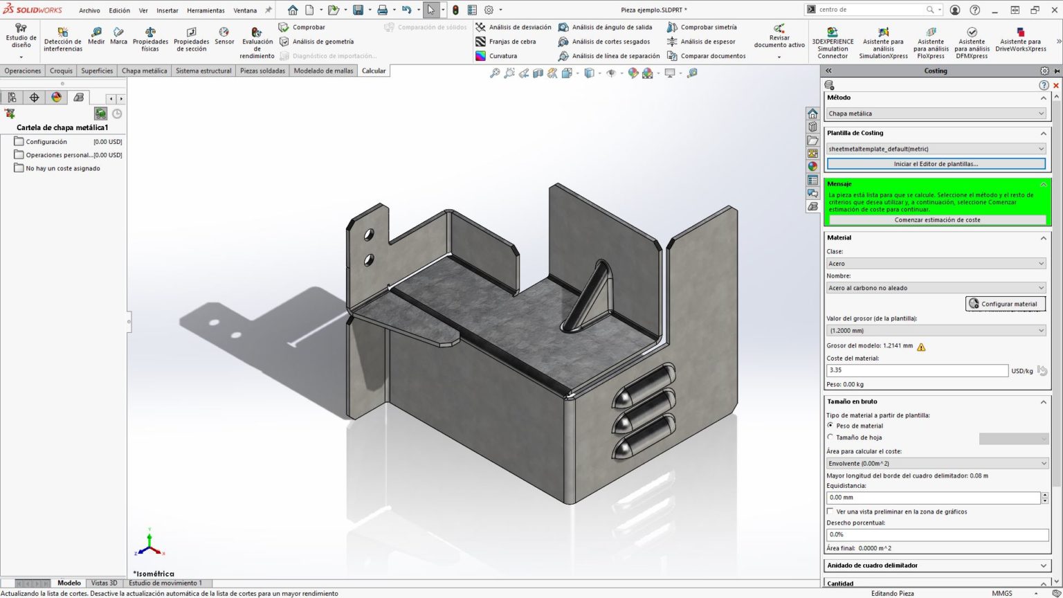 Así podemos calcular el coste de fabricación con SOLIDWORKS COSTING