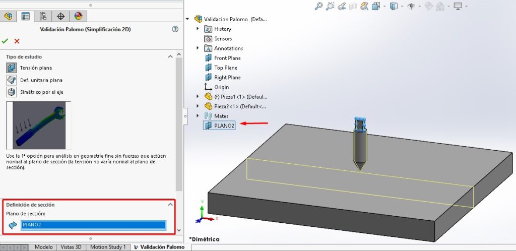 SOLIDWORKS, Simulación Simplificada en 2D
