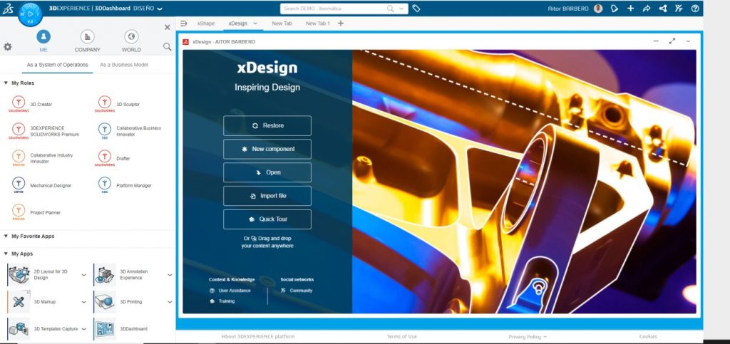 PLATAFORMA 3DEXPERIENCE - Tenant, Rol, Dashboard y Apps