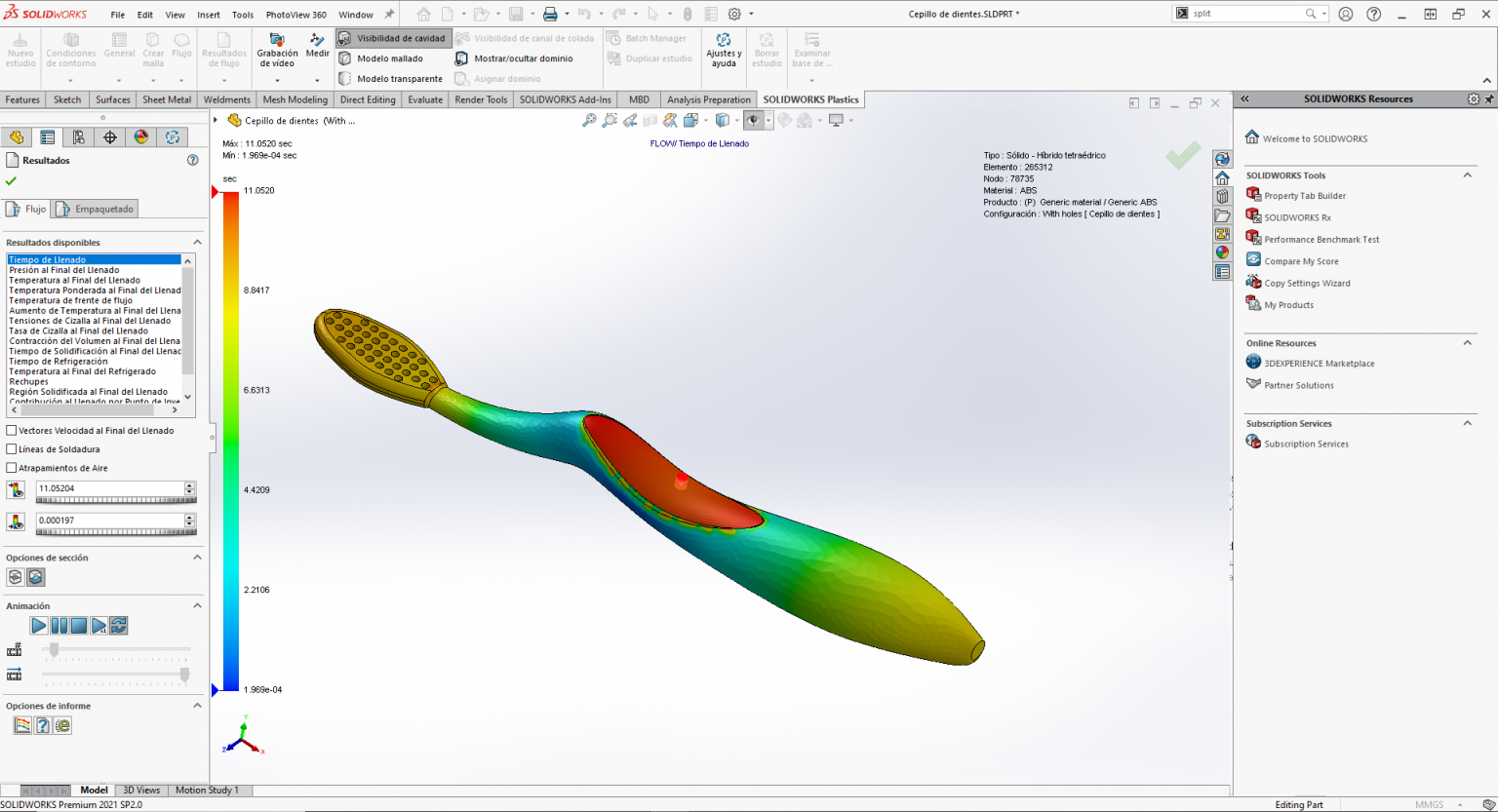 SolidWorks Plastics "Como simular el sobre moldeo"