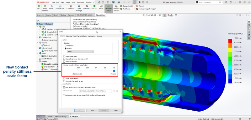 Novedades de SOLIDWORKS Simulation 2023