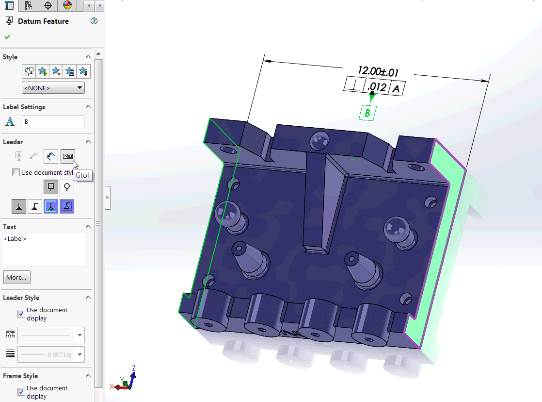 Place Datum Feature Symbols to Your Preference Using SOLIDWORKS MBD