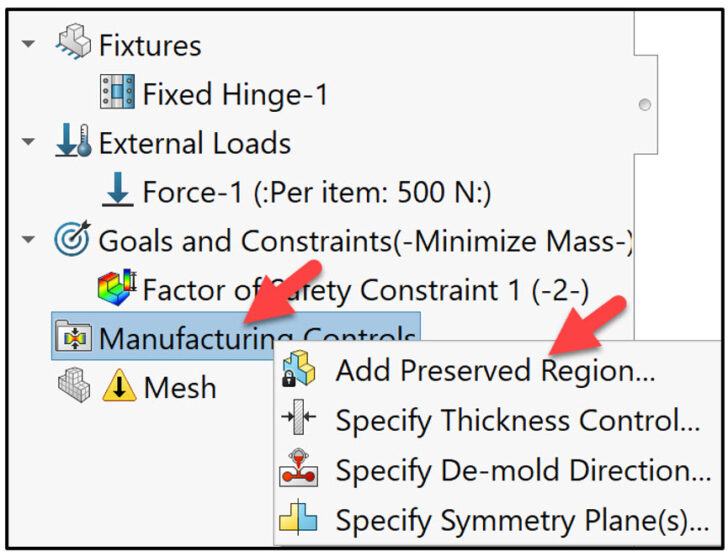 Lesson 3: SOLIDWORKS - Optimization Analysis using a Topology Study