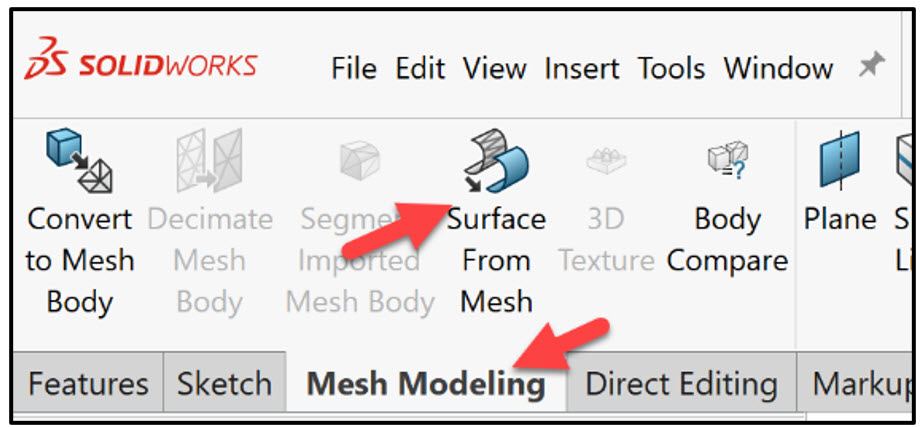 Lesson 4: SOLIDWORKS Mesh Body Modeling Tools