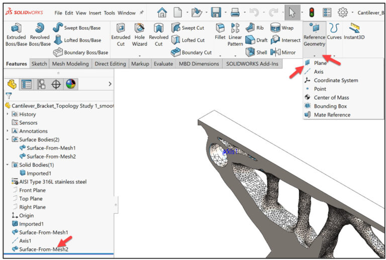 Lesson 4: SOLIDWORKS Mesh Body Modeling Tools