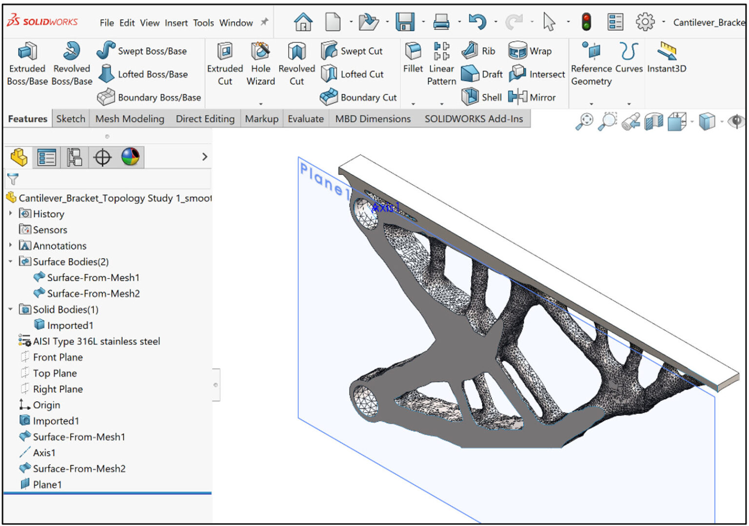 Lesson 4: SOLIDWORKS Mesh Body Modeling Tools
