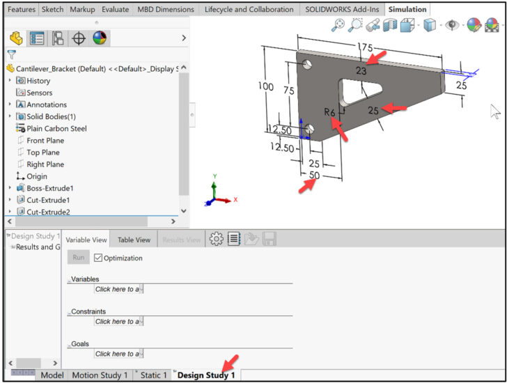 Lesson 1: SOLIDWORKS - Optimization Analysis using a Design Study