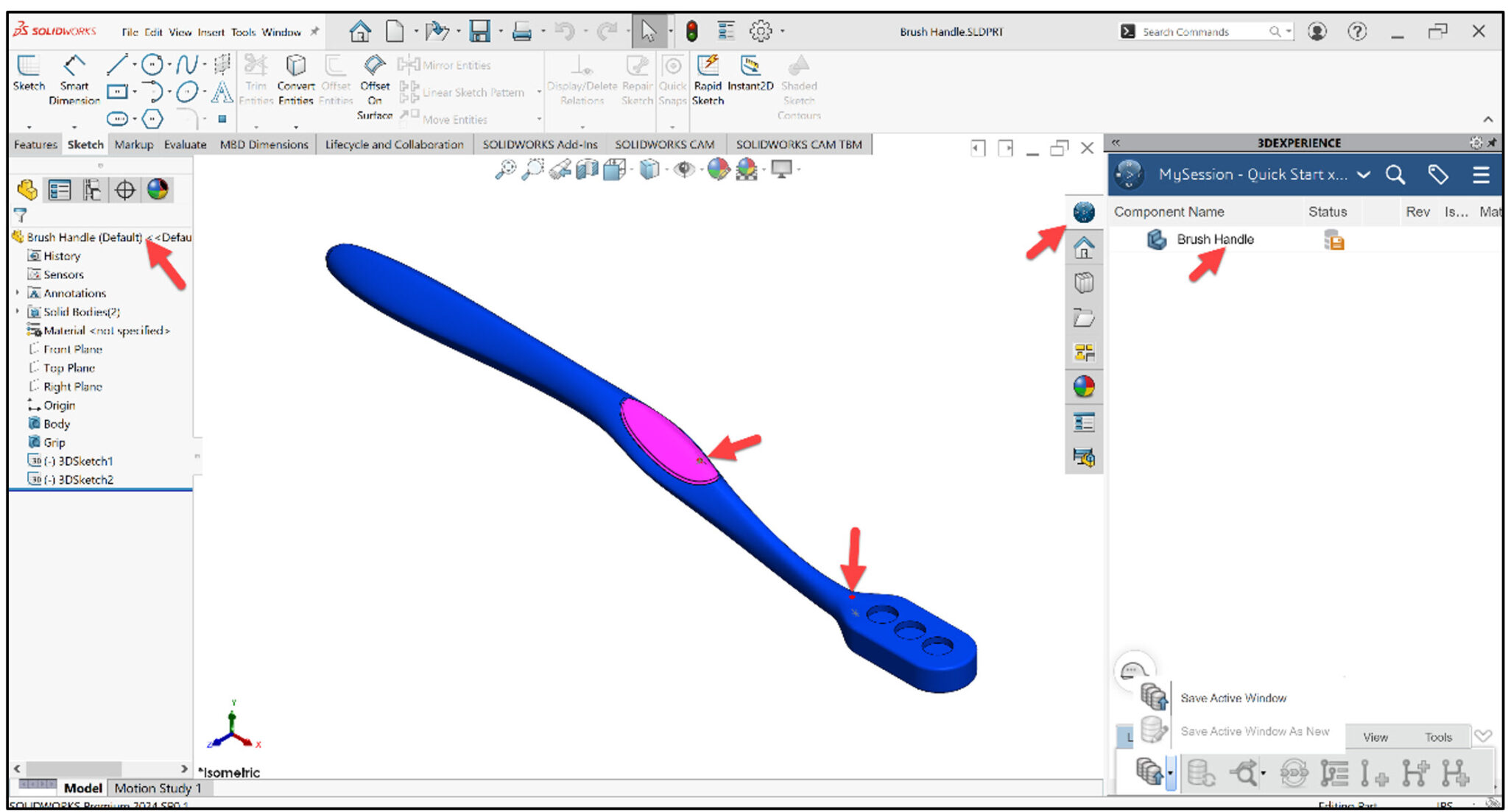 Plastics Lesson 2: SOLIDWORKS Brush Handle and 3DEXPERIENCE Plastic ...