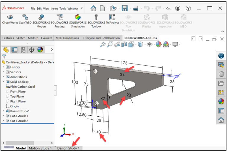 Lesson 2: SOLIDWORKS – Optimization Analysis using a Design Study Continued
