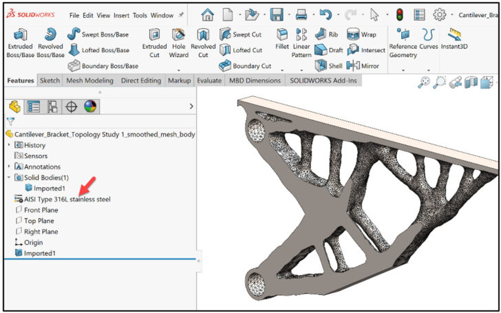 Lesson 4: SOLIDWORKS Mesh Body Modeling Tools