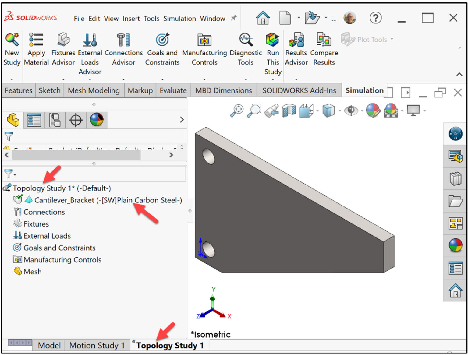 Lesson 3: SOLIDWORKS - Optimization Analysis using a Topology Study