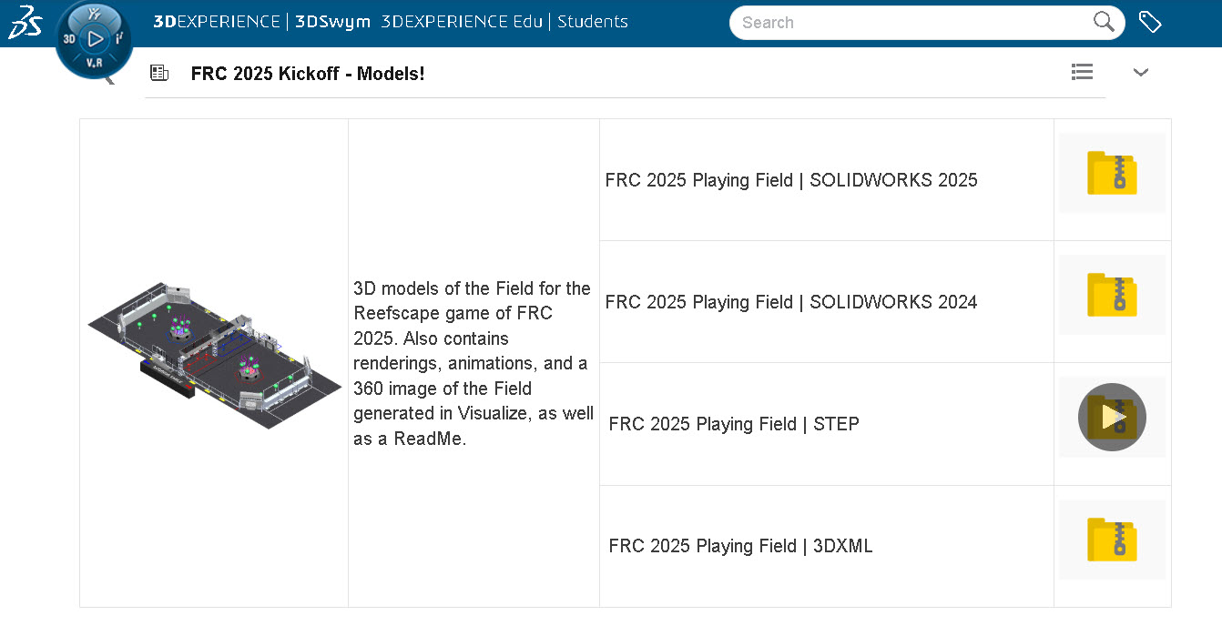 FIRST Robotics Kit of Parts for SOLIDWORKS 3D CAD and Cloud Apps