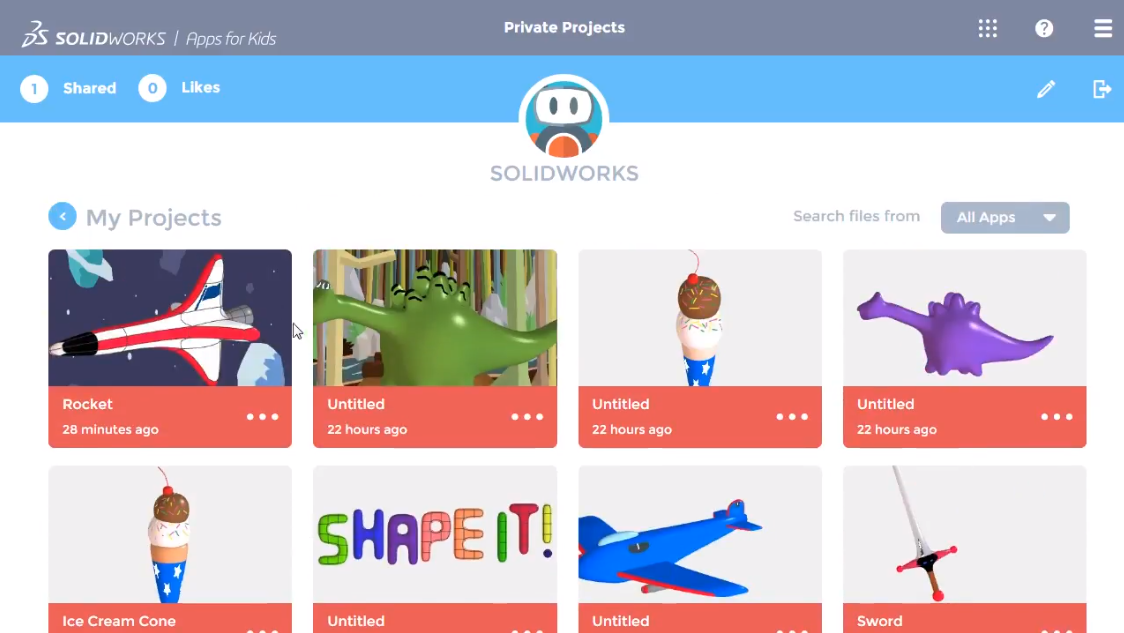 SOLIDWORKS Apps for Kids How-To: Find, Open, and Create New Projects