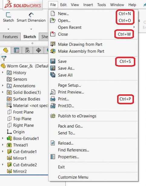 Shortcuts for SOLIDWORKS Beginners