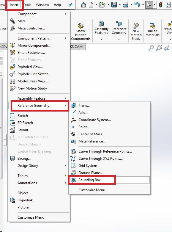 Bounding Box for Assembly in SOLIDWORKS 2019