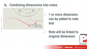 Using the Note Feature to Combine Drawing Dimensions