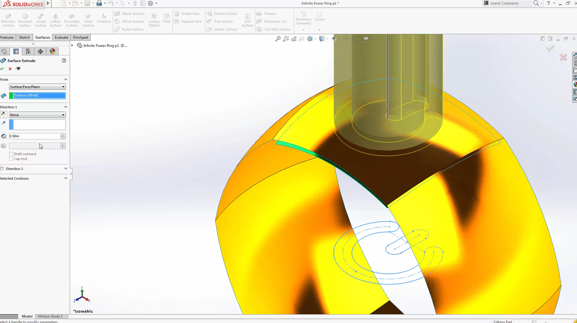 SOLIDWORKS Infinite Power Surfacing Ring - Part 2
