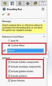 Bounding Box for Assembly in SOLIDWORKS 2019