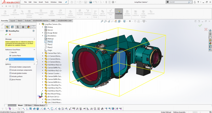 Bounding Box for Assembly in SOLIDWORKS 2019