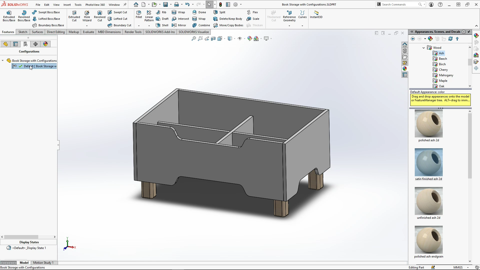 Book Storage Options using Configurations: SOLIDWORKS Tutorial