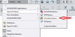 Activating and using SOLIDWORKS SimulationXpress