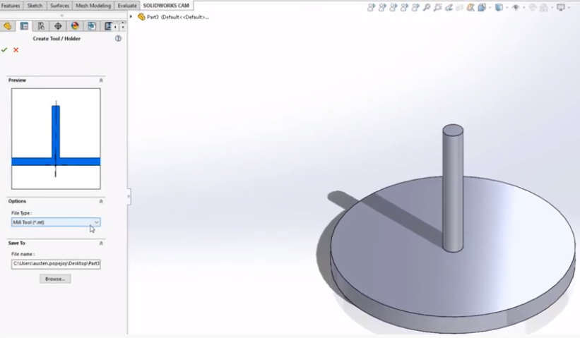 Creating a Custom Tool within SOLIDWORKS CAM