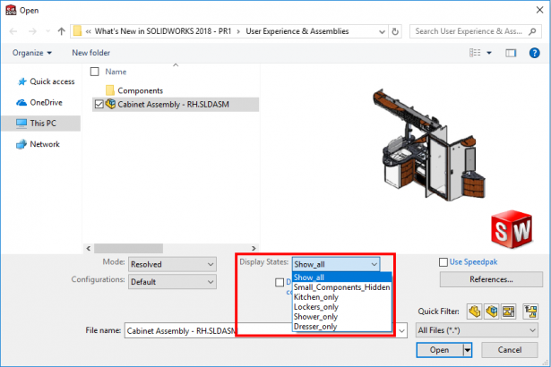 Speed up SOLIDWORKS large assemblies with display states