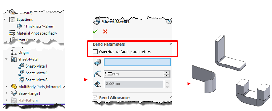 Understanding Multibody Sheet Metal Thickness, Derived Mirror Part ...