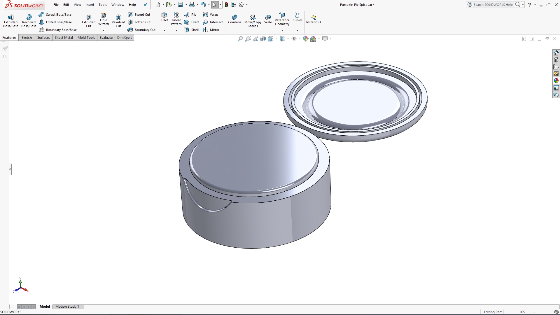 SOLIDWORKS Pumpkin Pie Spice Jar Tutorial - Part 3
