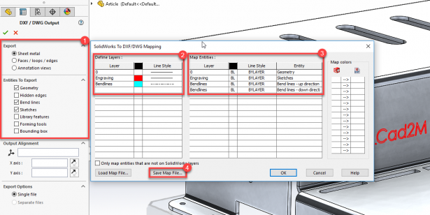 Creating a colour Layered DXF/DWG export – SW Map File