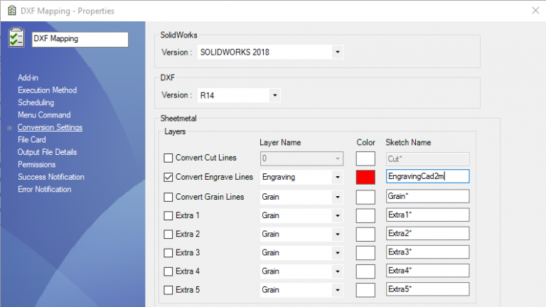 Creating a colour Layered DXF/DWG export – SW Map File