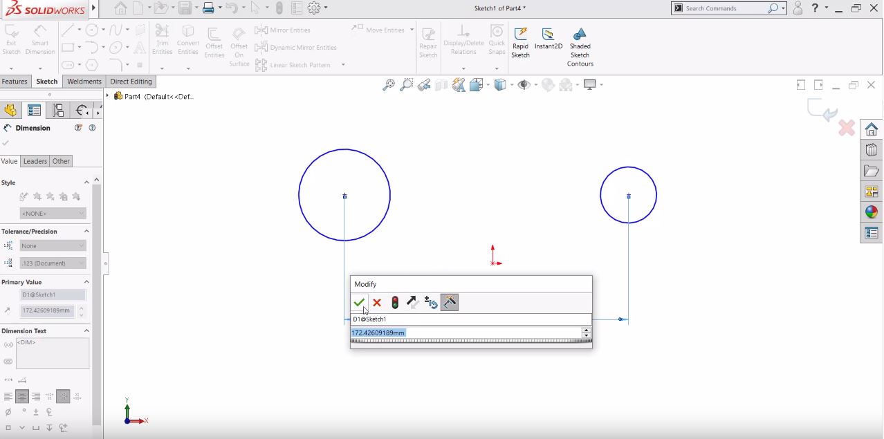 Using SOLIDWORKS' Smart Dimension Tool When Sketching Arcs & Circles