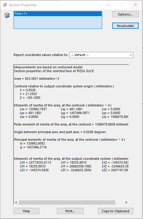 Mechanics of Mozzarella: Section Properties of Pizza in SOLIDWORKS