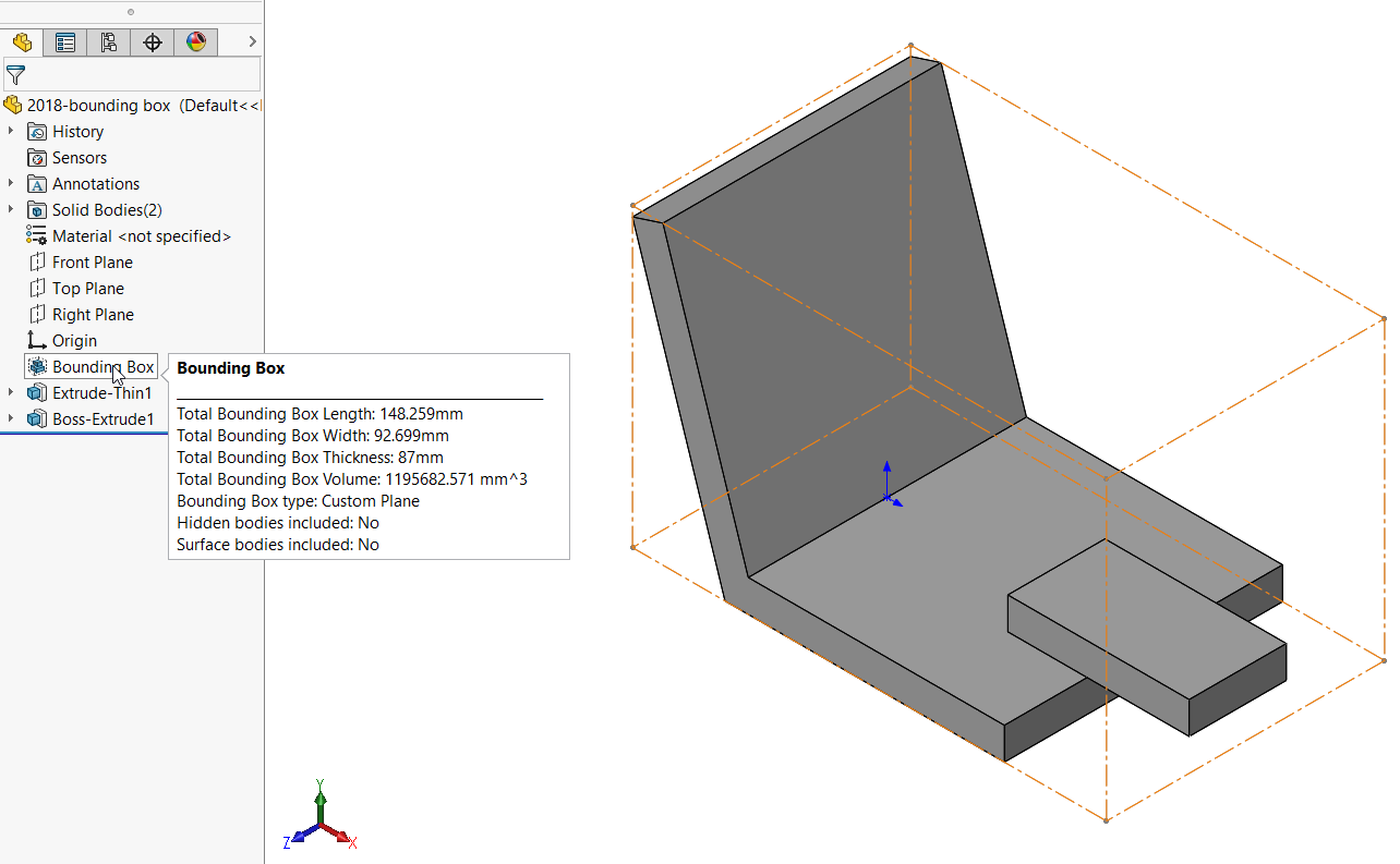SOLIDWORKS 2018: Bounding Box Function Available in Any Part