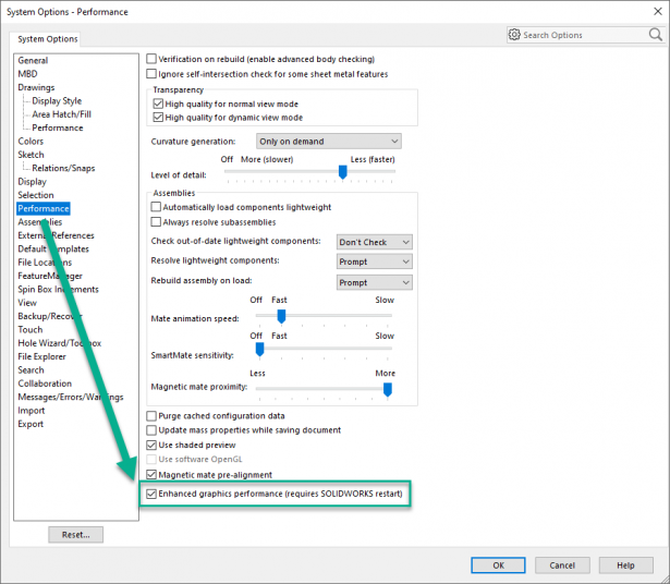 SOLIDWORKS 2021 Performance Improvements