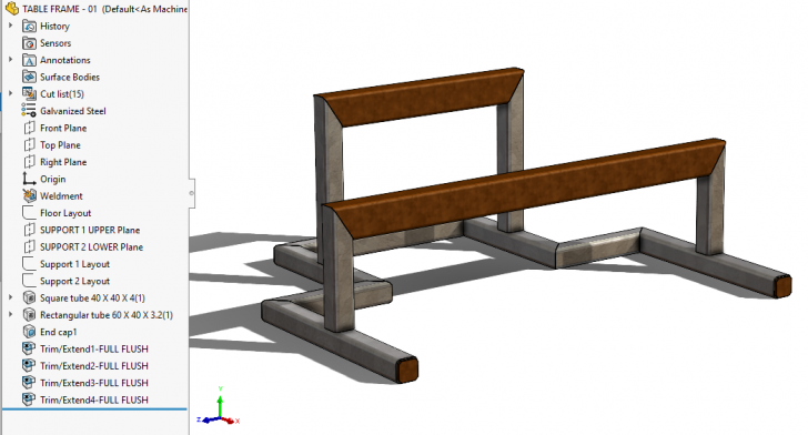 Miter Joints with Different Sized Weldment Profiles in SOLIDWORKS 2021