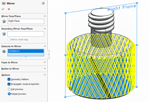 Creating Knurling Features using SOLIDWORKS