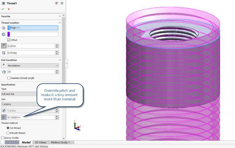 Create Custom Cutting Threads in SOLIDWORKS