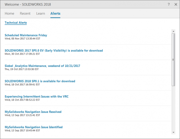 Welcome to SOLIDWORKS 2018 - New Welcome Window