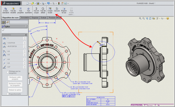 La sélection de la profondeur dans une coupe locale d’une mise en plan ...
