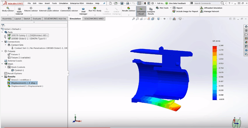 Ergebnisse von SOLIDWORKS Simulation im Grafikbereich anzeigen