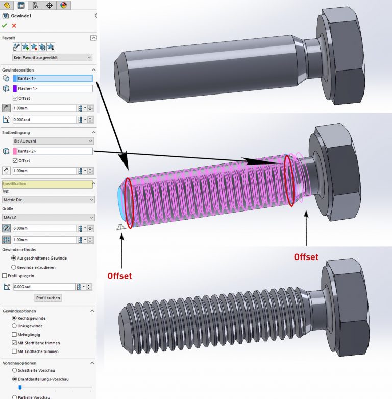 SOLIDWORKS Basics: Gewinde schneiden